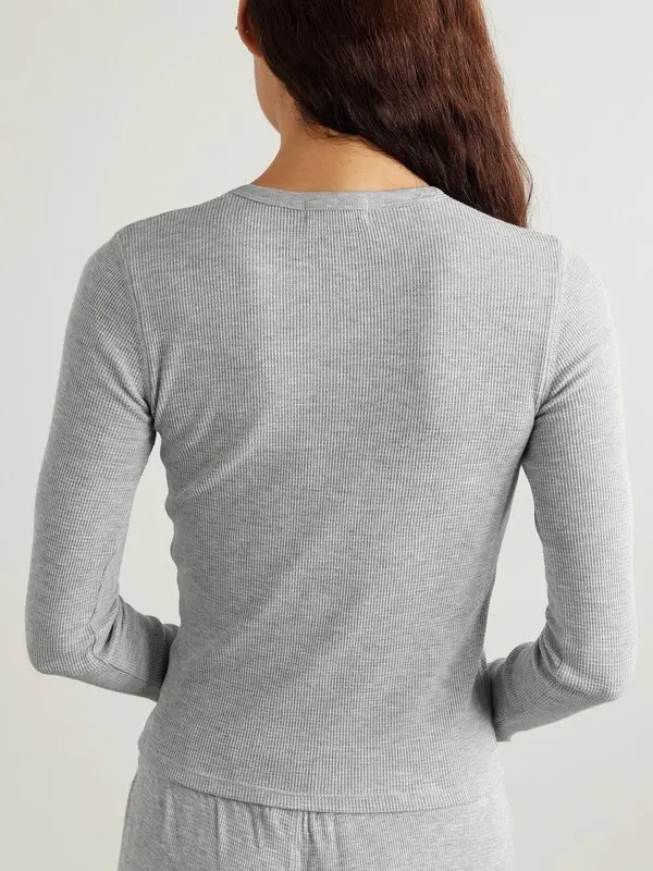 Eterne Waffle-knit Stretch Cotton And Modal-blend T-shirt - Gray