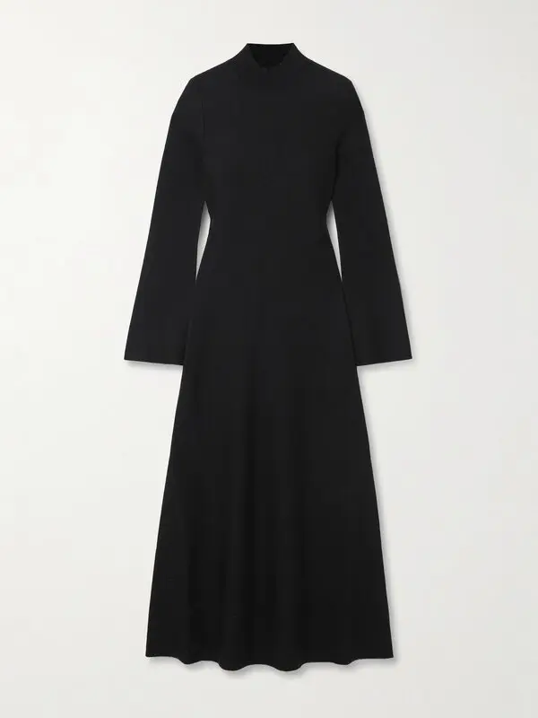 Gabriela Hearst Erebus Wool, Cashmere And Silk-blend Turtleneck Midi Dress - Black