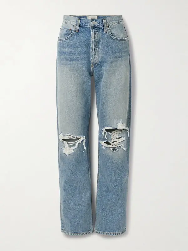 AGOLDE Kelly Distressed High-rise Straight-leg Jeans