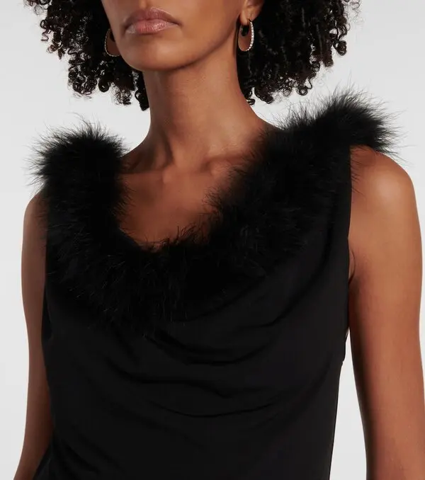 Coperni Feather-trimmed Maxi Dress