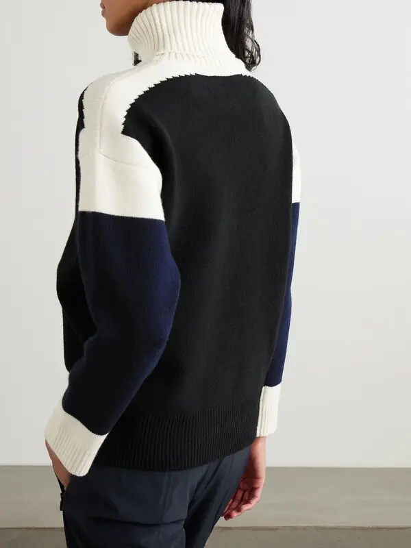 Aztech Mountain Color-block Wool-blend Turtleneck Sweater - Black
