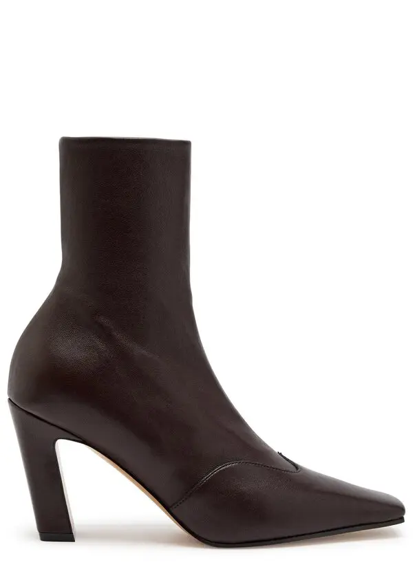 Khaite Nevada 85 Leather Ankle Boots - Brown