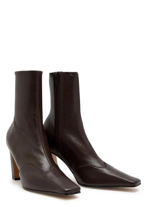 Khaite Nevada 85 Leather Ankle Boots - Brown