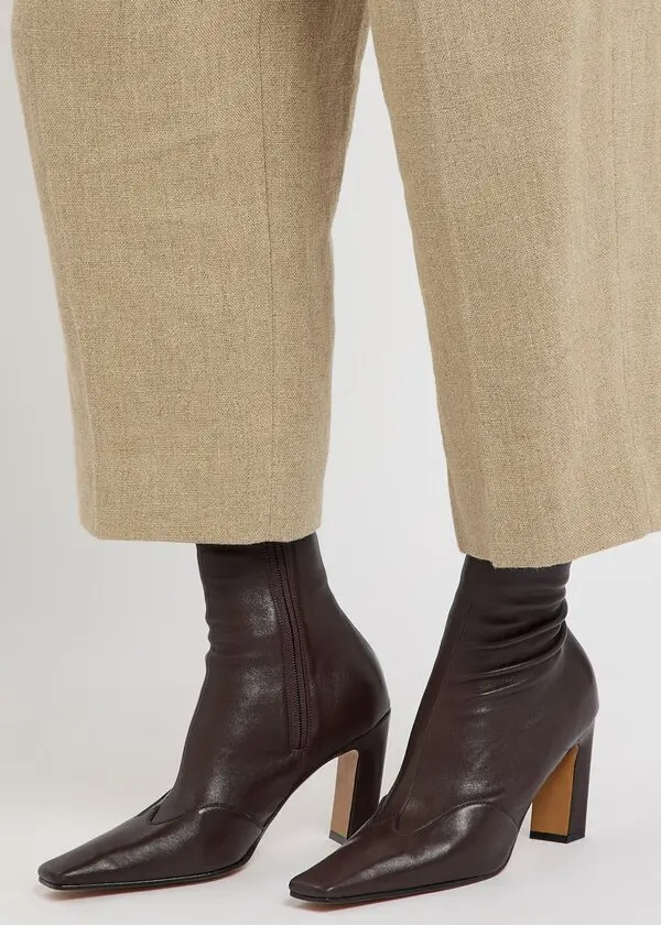 Khaite Nevada 85 Leather Ankle Boots - Brown