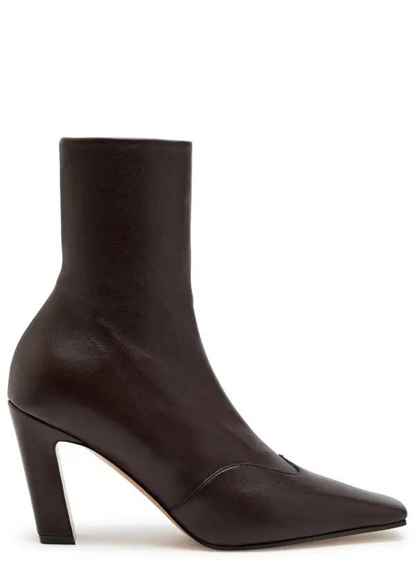 Khaite Nevada 85 Leather Ankle Boots - Brown