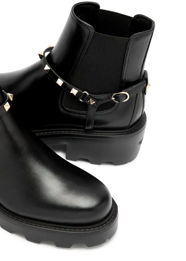 Valentino Garavani Rockstud Beatle Leather Ankle Boots