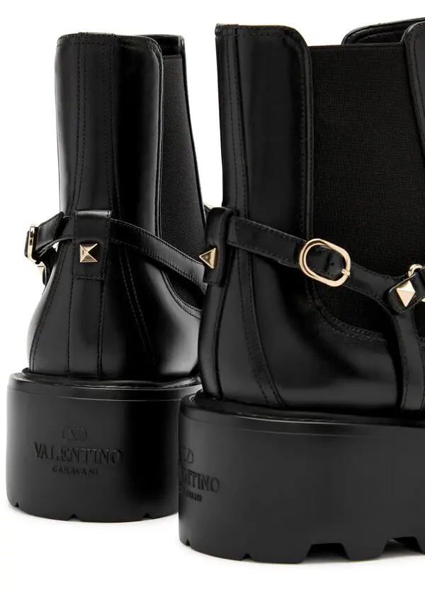 Valentino Garavani Rockstud Beatle Leather Ankle Boots