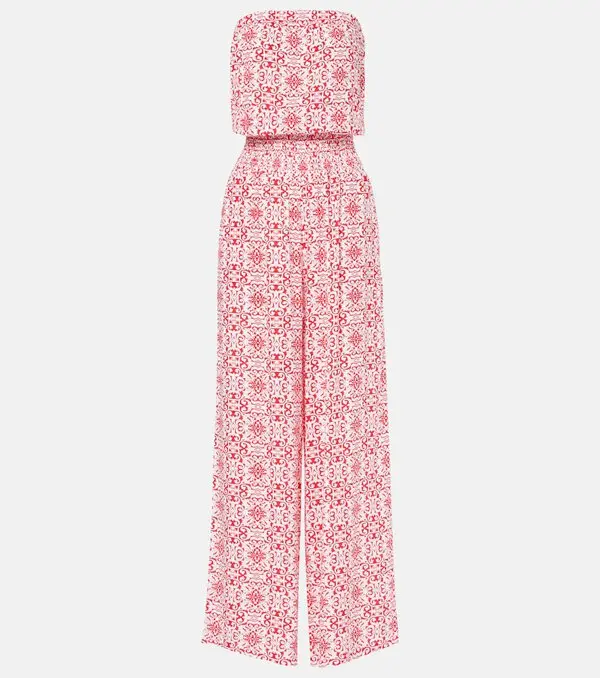 Melissa Odabash Naomi Printed Wide-leg Jumpsuit - Red