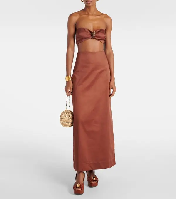 ADRIANA DEGREAS Cotton Maxi Skirt - Brown
