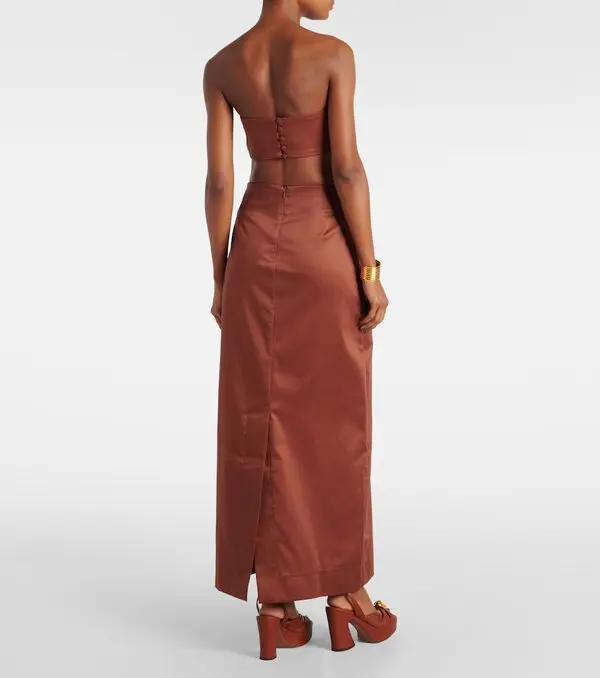 ADRIANA DEGREAS Cotton Maxi Skirt - Brown