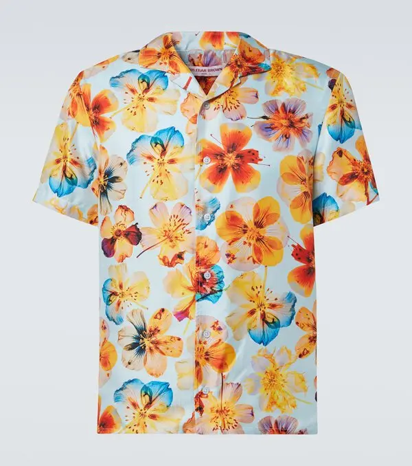 Orlebar Brown Hibbert Floral Silk Bowling Shirt