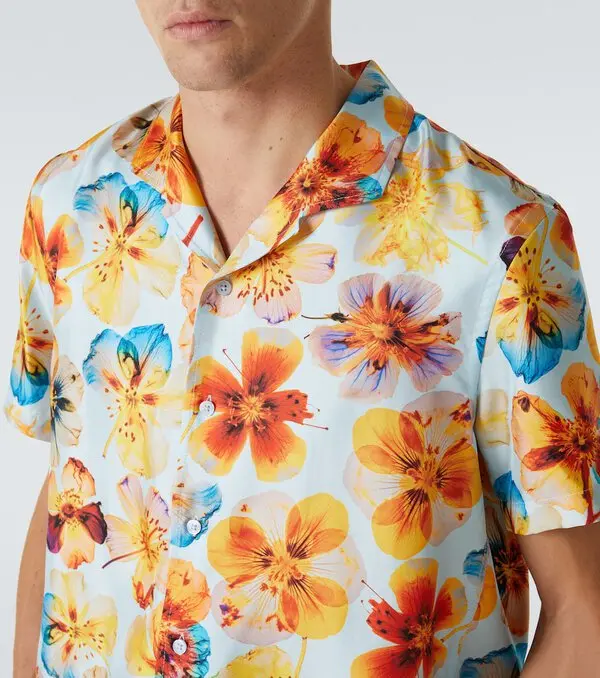 Orlebar Brown Hibbert Floral Silk Bowling Shirt