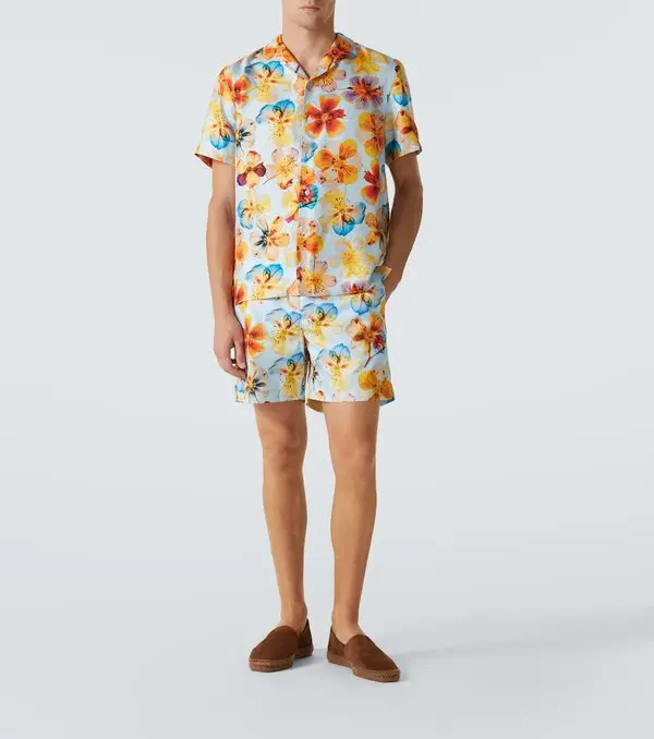 Orlebar Brown Hibbert Floral Silk Bowling Shirt