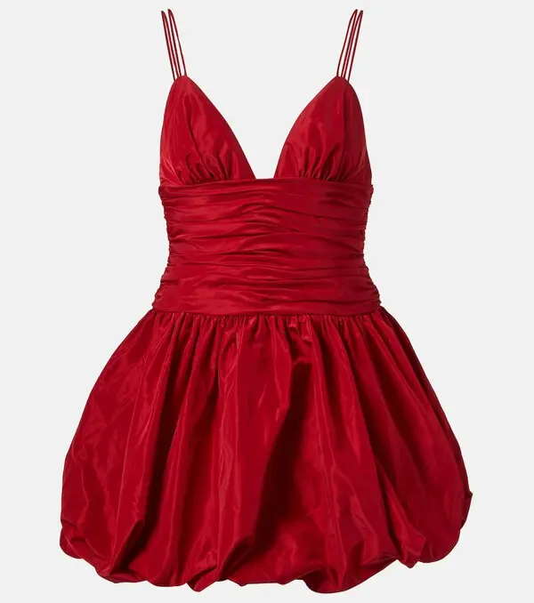 Staud Loren Ruched Mini Dress - Red