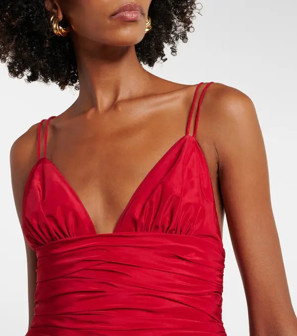 Staud Loren Ruched Mini Dress - Red