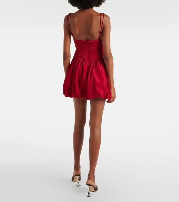 Staud Loren Ruched Mini Dress - Red