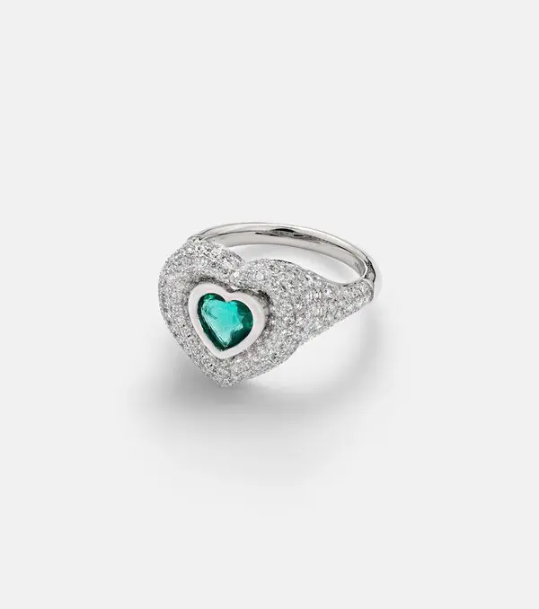 KAMYEN Manaal 2.0 Heart Ring In 18kt White Gold With Tanzanite And Diamonds - Silver