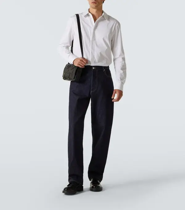Bottega Veneta Cassette Intrecciato Leather Crossbody Bag - Black