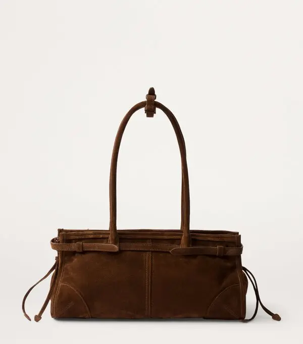Prada Medium Suede Bonnie Shoulder Bag - Brown