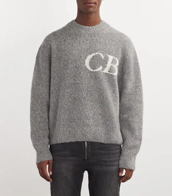COLE BUXTON Mohair-blend Logo Sweater - Grey