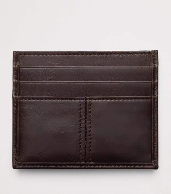 Prada Leather Triangle Card Holder - Brown
