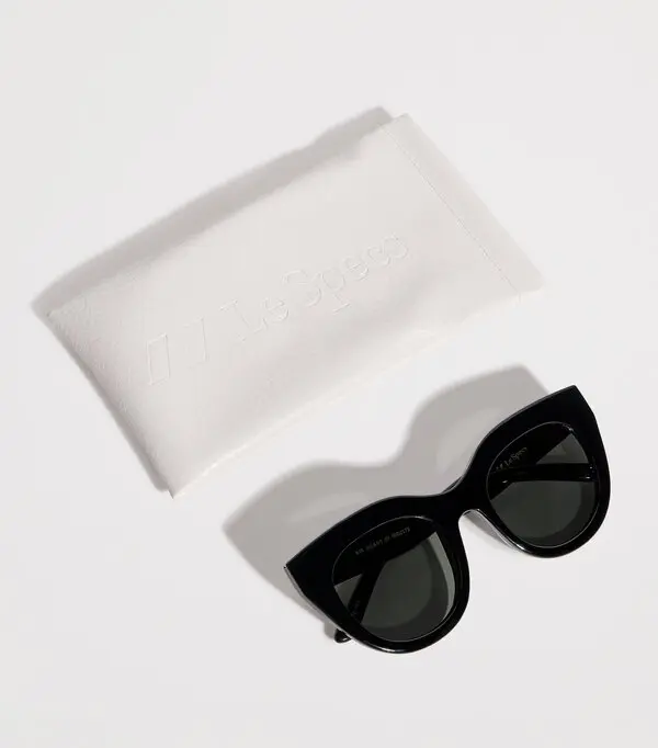 Le Specs Oversized Air Heart Sunglasses - Black