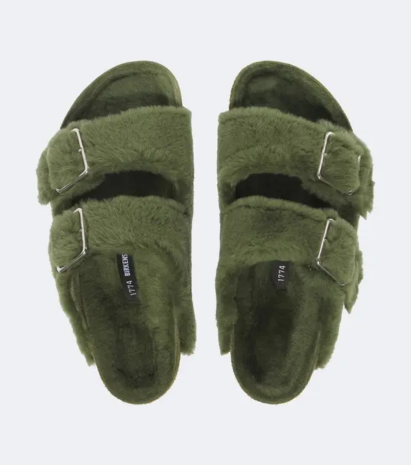BIRKENSTOCK Arizona Shearling-lined Suede Sandals - Green