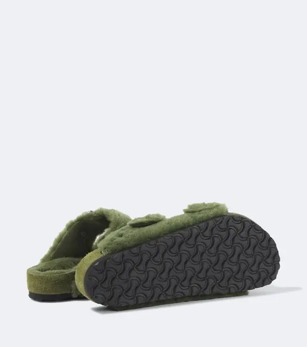 BIRKENSTOCK Arizona Shearling-lined Suede Sandals - Green