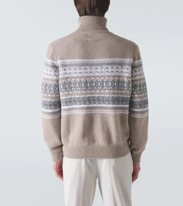 Zegna Jacquard Cashmere Turtleneck Sweater