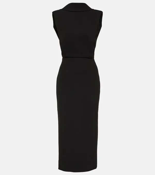 Roland Mouret High Neck Cady Midi Dress - Black