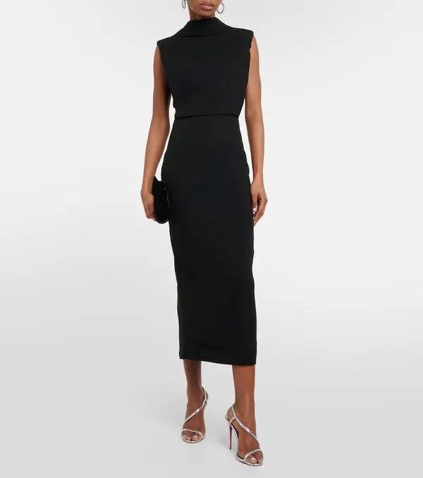 Roland Mouret High Neck Cady Midi Dress
