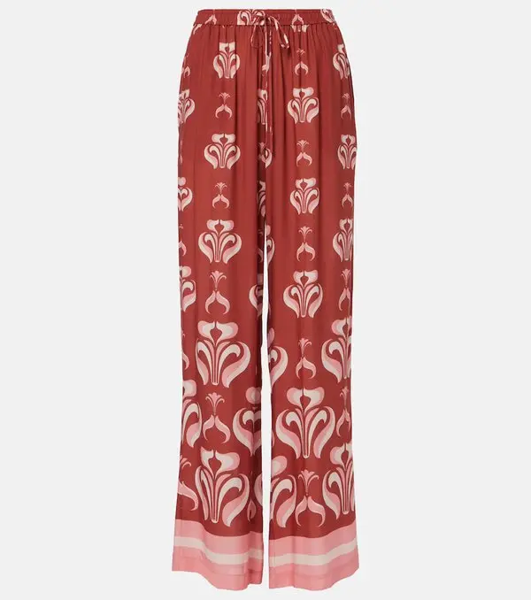 ADRIANA DEGREAS Printed Wide-leg Trousers - Blue