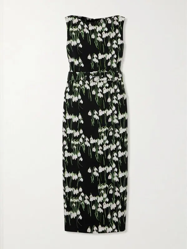 Bernadette Lucille Floral-print Crepe Midi Dress - Black