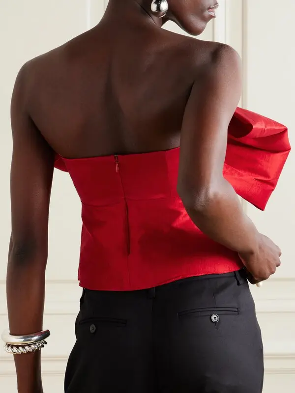 KIKA VARGAS Strapless Bow-detail Taffeta Top