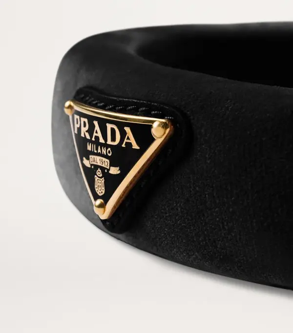 Prada Velvet Logo Headband - Black