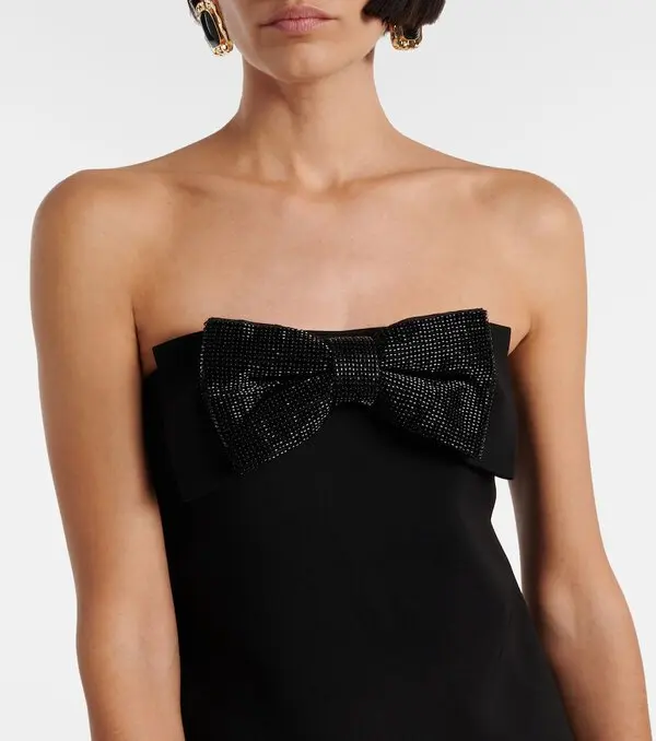 SELF-PORTRAIT Embellished Bow Crepe Mini Dress