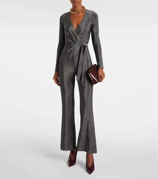 Diane Von Furstenberg Cosima Two Lame Wrap Jumpsuit