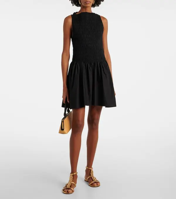 Faithfull The Brand Shirred Cotton Mini Dress