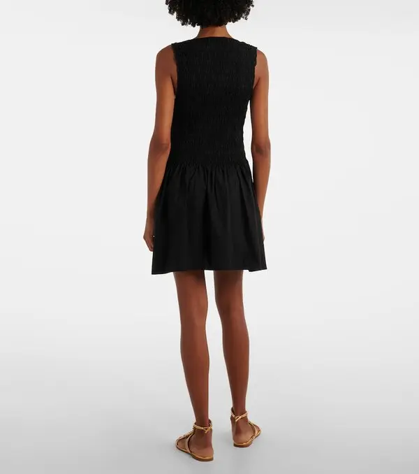 Faithfull The Brand Shirred Cotton Mini Dress