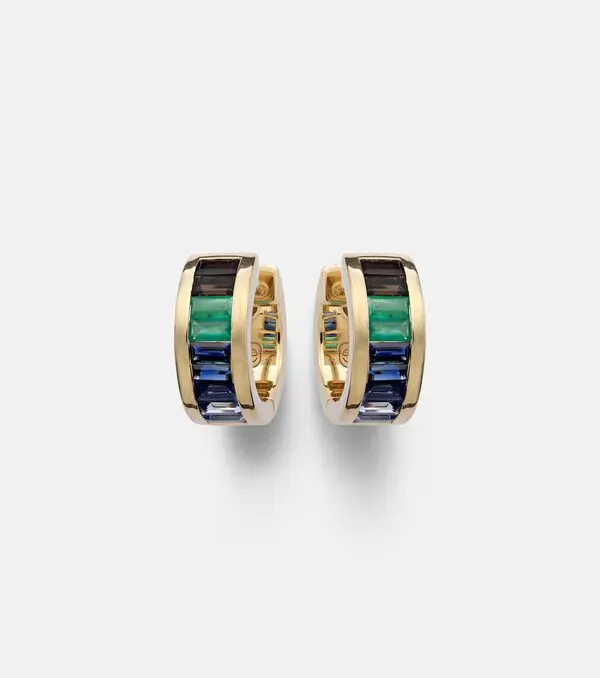 SYDNEY EVAN 14kt Gold Hoop Earrings With Gemstones - Multicoloured