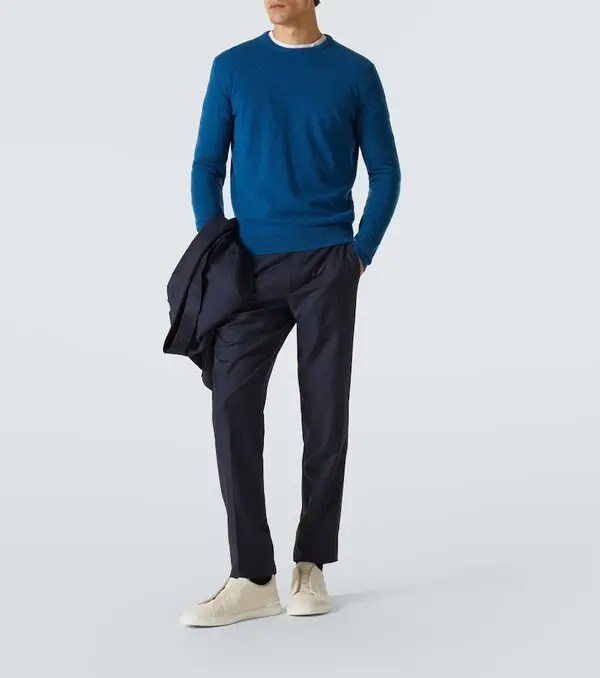 Zegna Cashmere Crew Neck Sweater - Blue