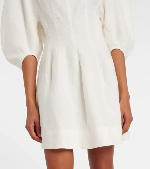 Faithfull The Brand Puff Sleeve Linen Minidress