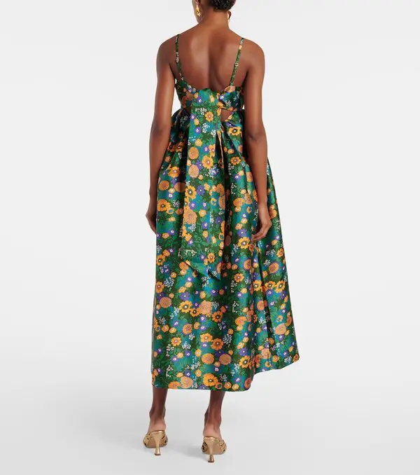 ALEMAIS Printed Open-back Midi Dress