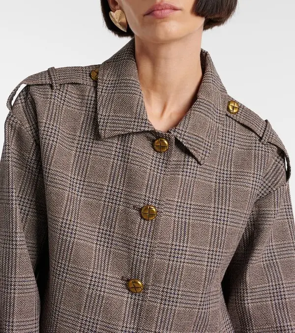 SELF-PORTRAIT Checked Cotton And Linen Jacket