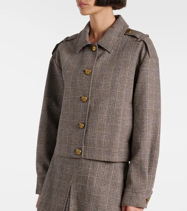SELF-PORTRAIT Checked Cotton And Linen Jacket