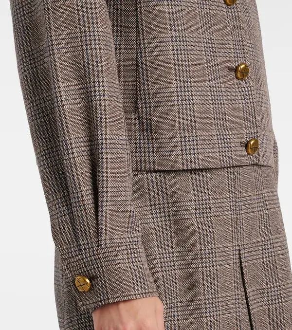 SELF-PORTRAIT Checked Cotton And Linen Jacket