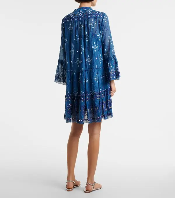 JULIET DUNN Printed Cotton Mini Dress - Green