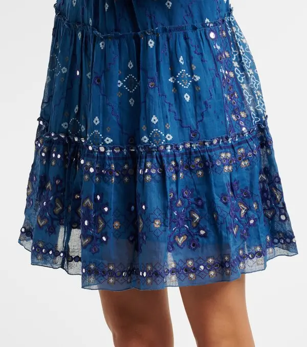 JULIET DUNN Printed Cotton Mini Dress - Green