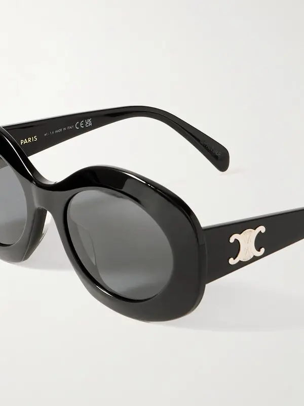 Celine Triomphe Oversized Round-frame Acetate Sunglasses - Black