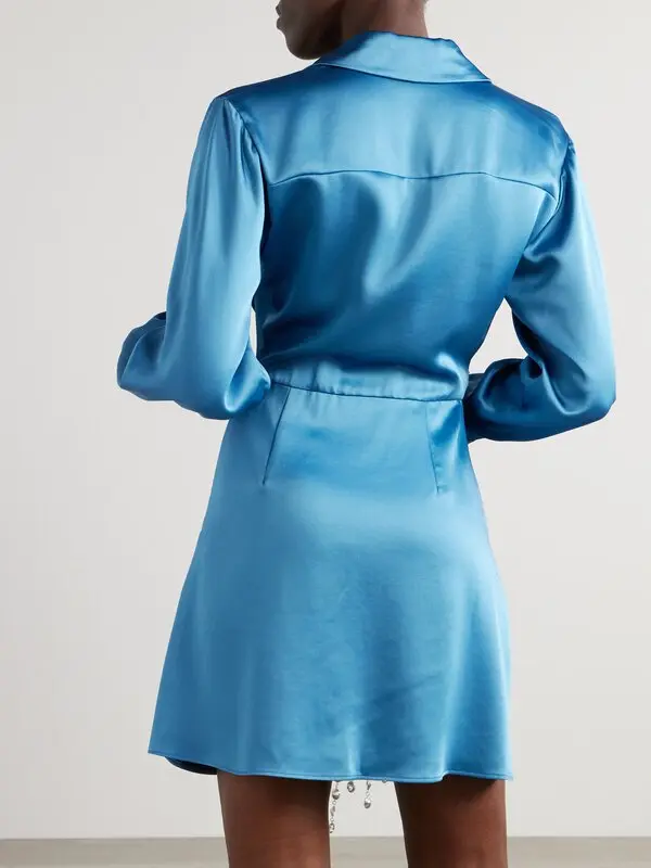 Simkhai Talit Draped Satin Mini Dress - Blue